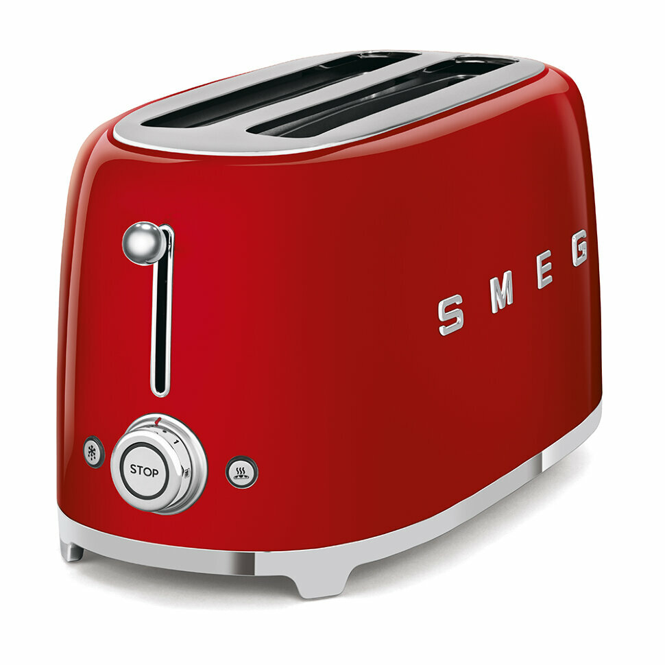 Тостер Smeg "TSF02RDEU", красный, нержавеющая сталь, 4 тоста