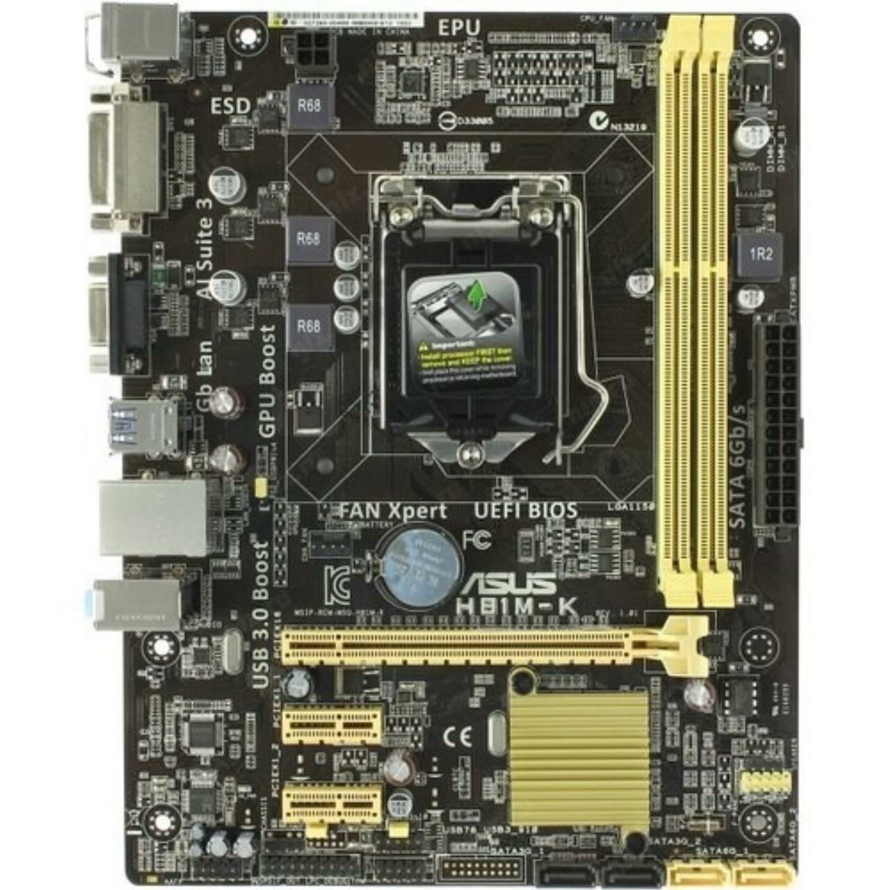 Материнская плата ASUS H81M-K LGA 1150 < H81 > PCI-E Dsub+DVI GbLAN SATA MicroATX 2DDR3