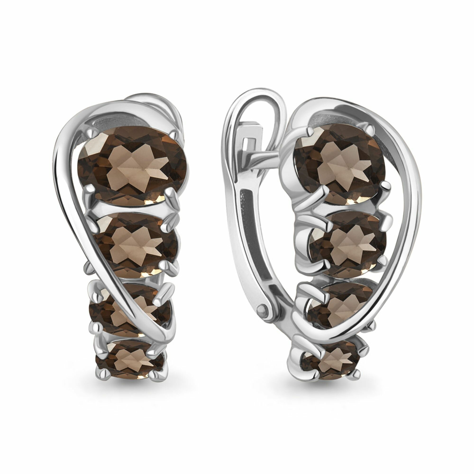 Серьги, серебро, 925 проба, родирование, кварц