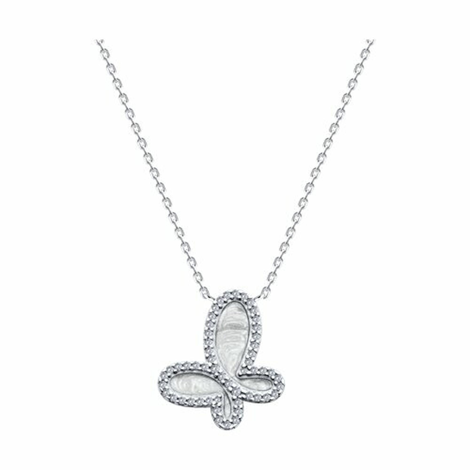 Колье, серебро, 925 проба, родирование, фианит, эмаль
