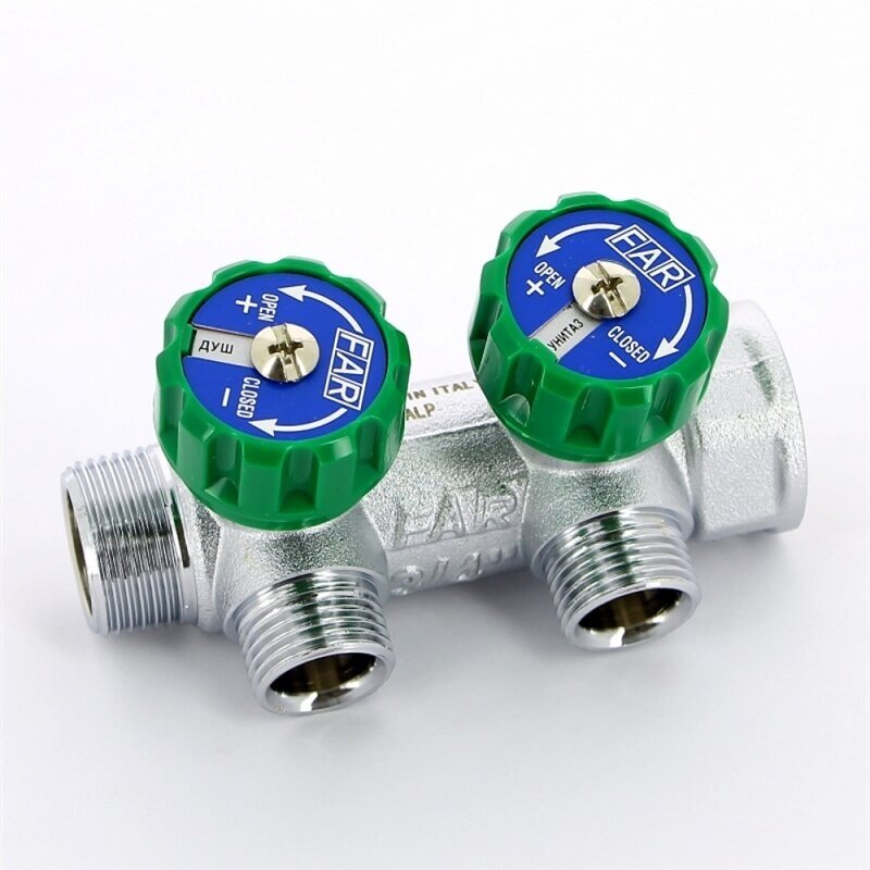 Far Регулирующий проходной коллектор FAR ВР-НР 3/4" -1/2с 2 отводами(EUR) (ФАР)