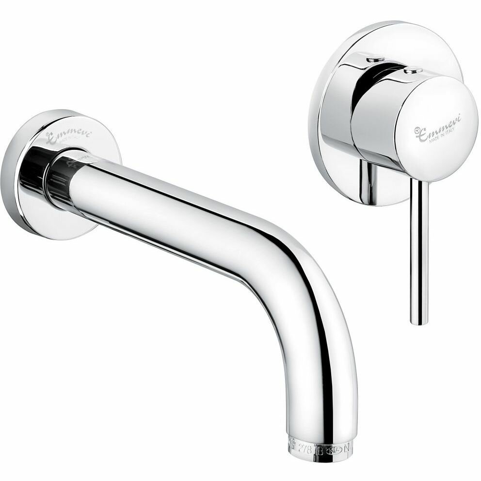 Смеситель Emmevi (Эммеви) Piper, встраиваемый в стену, однорычажный, для раковины, излив 18 см, на 2 отверстия, без донного клапана, брашированное золото, 45055/ORS