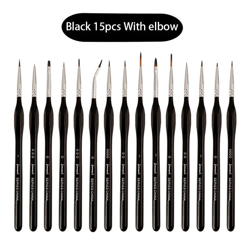 Набор кистей для рисования Black 15pcs With elbow