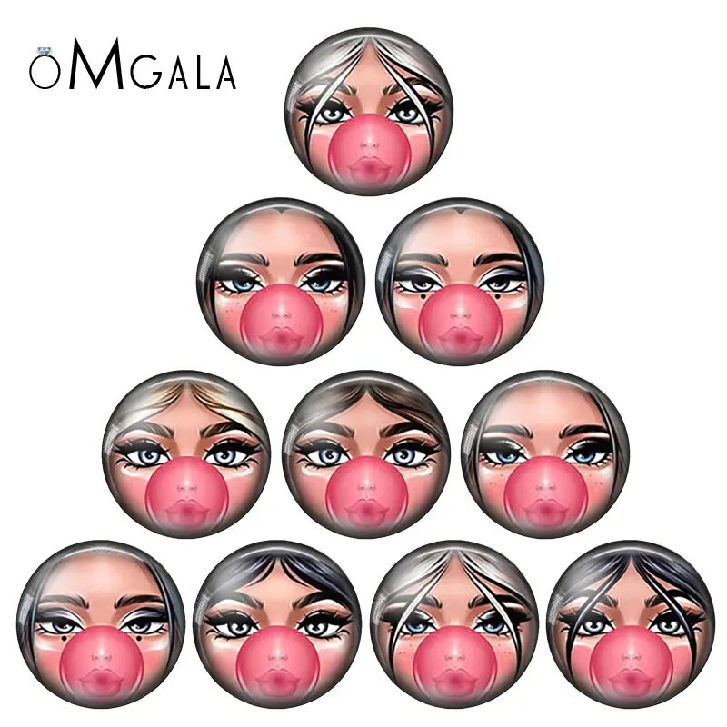 Матрешки стеклянные OMGALA 18mm, Mix3, 10шт
