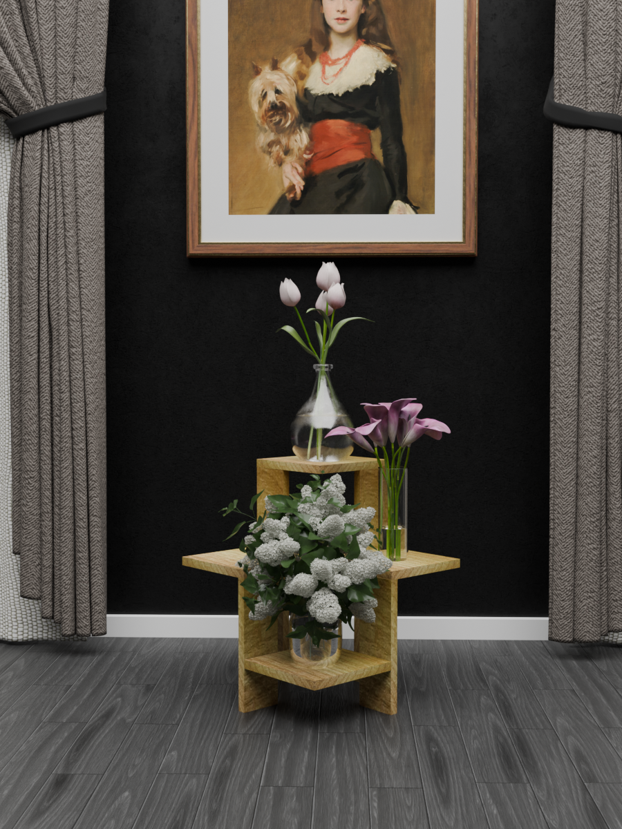 Цветочница, из материал ЛДСП, 46х46х56 см, цвет дуб крафт золото