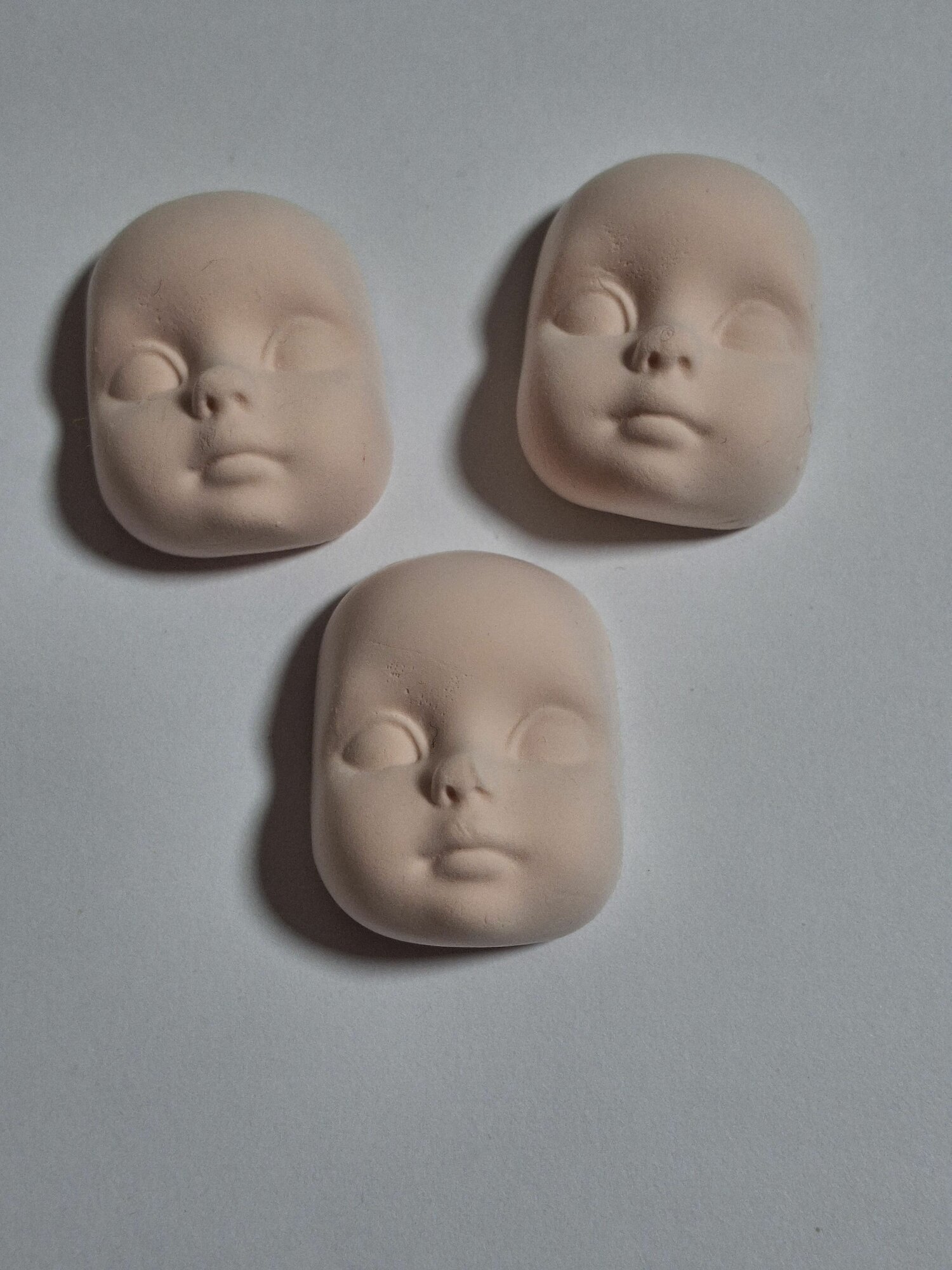 Набор лиц - 3 шт, для ватной игрушки, улыбающийся малыш, пупс