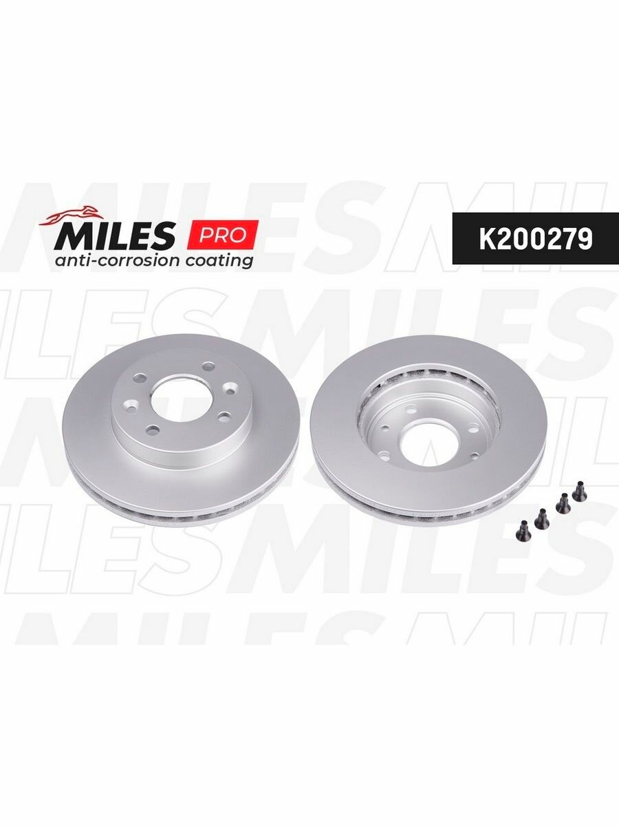 Тормозной диск передний вентилируемый для а/м Renault Clio, Megane, Kangoo, Nissan Kubistar, MILES K200279