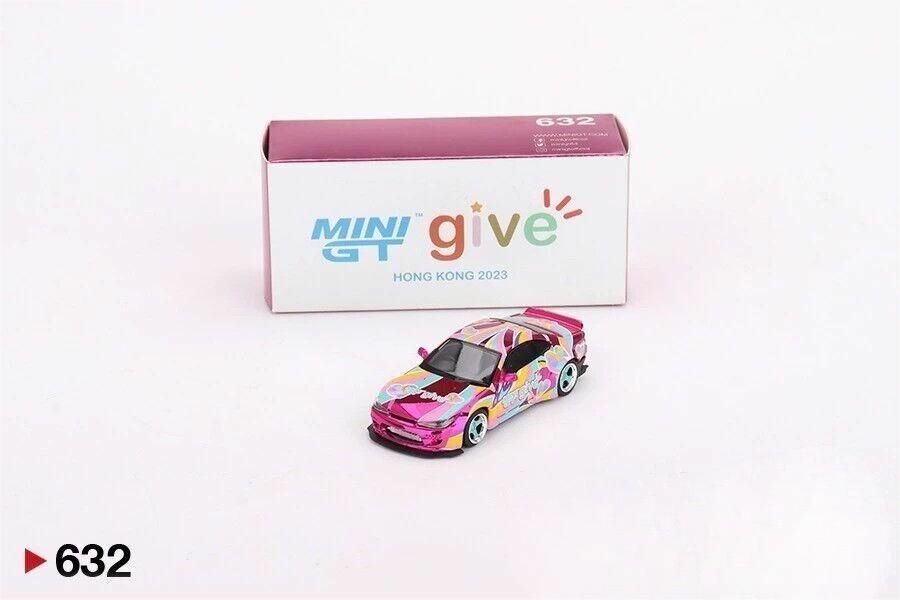 Машинка TSM Mini gt #632 Nissan Silvia (S15) Rocket Bunny Chrome Pink MINI GT GIVE 2023 HK Die-cast alloy car model toy Display Gift