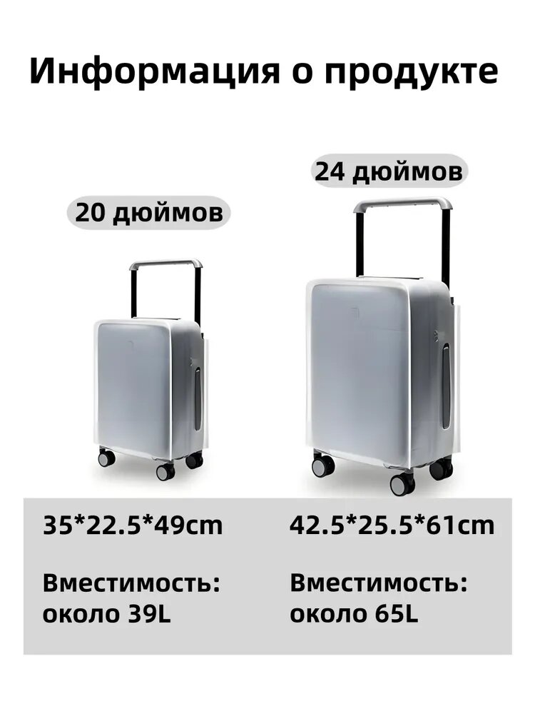 Защитный чехол для чемодана 24 дюйма, прозрачный, из EVA, защита от царапин и пыли — фото 1