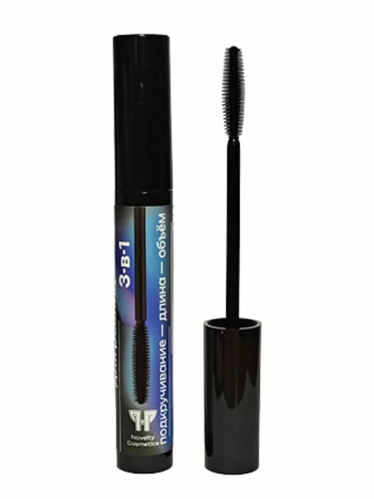 Тушь для ресниц NOVELTY "Космический объем", черная, 3 в 1, 10 г