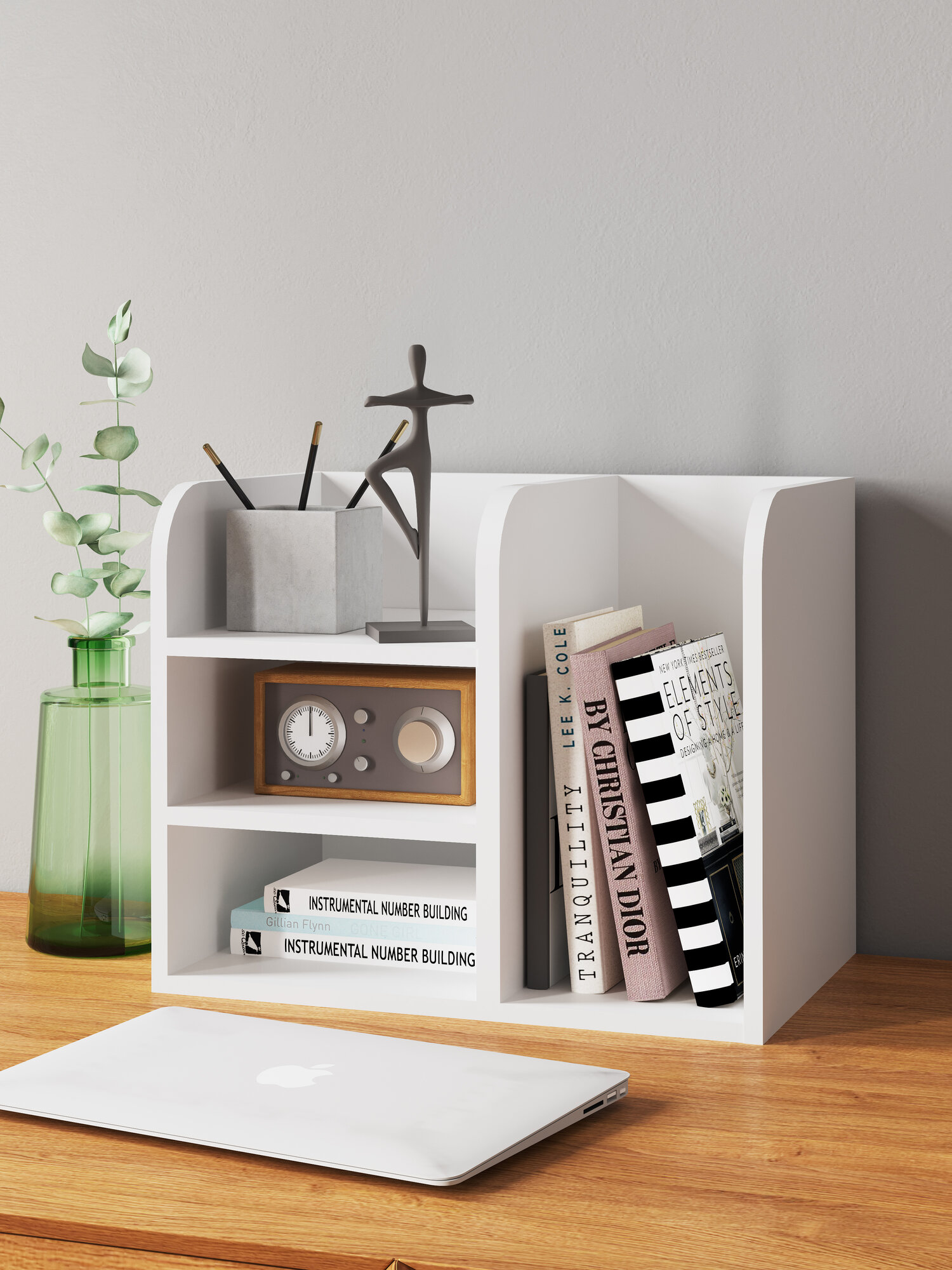 Полка настольная (органайзер для канцелярии) Лео 1, белая, 42 x 26 x 34 см