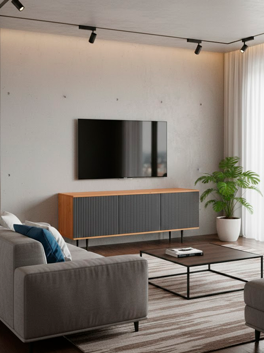 Тумба под телевизор на ножках "Бирмингем" V6, тумба ТВ напольная 163.4х40.7х60.6