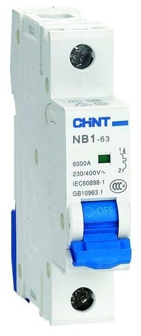 Выключатель автоматический модульный 1п C 6А 6кА NB1-63 (R) CHINT 179625-2 шт