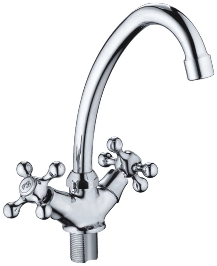 Смеситель для кухни Haiba HB4908 с гайкой, двухвентильный, хром