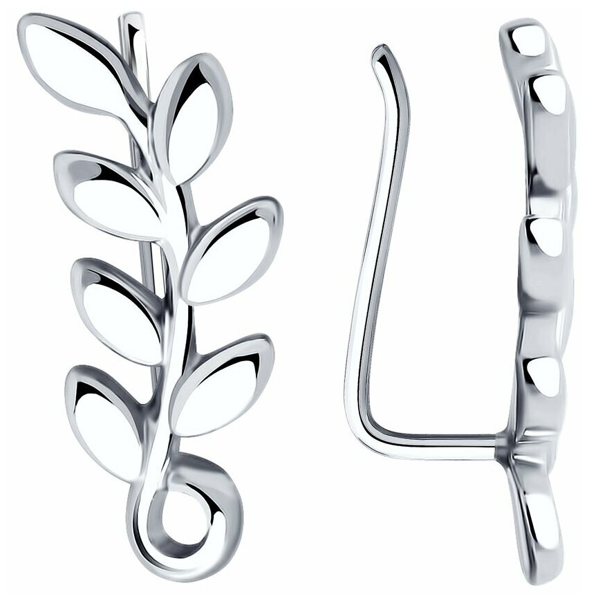 Серьги, серебро, 925 проба, родирование