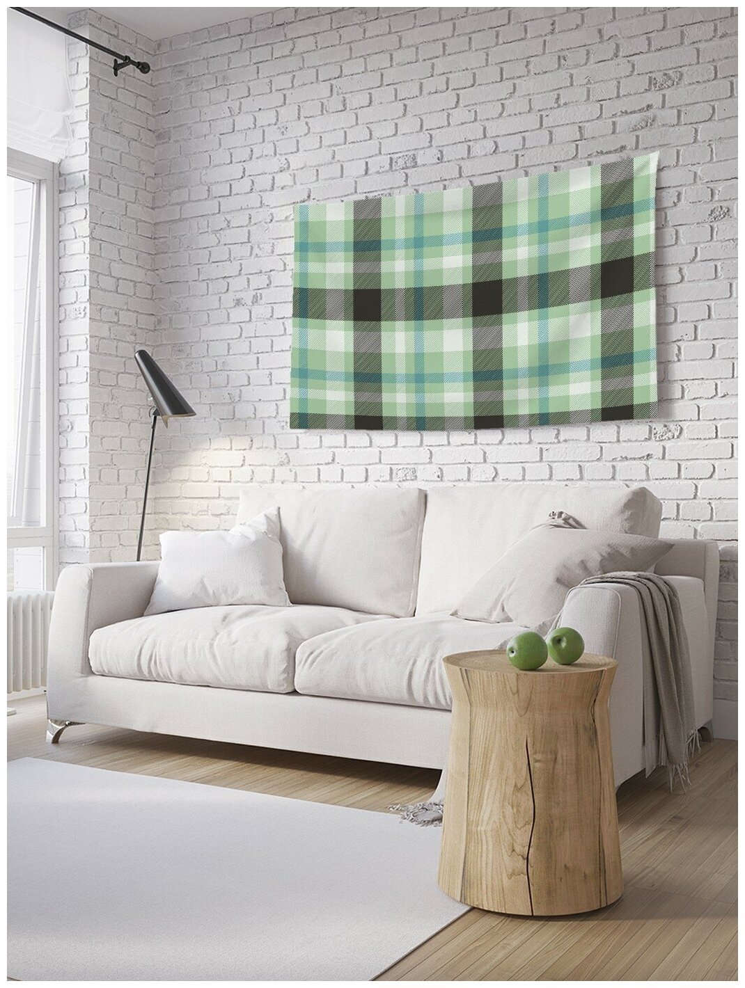 Фотопанно на стену горизонтальный постер 150х200 "Мятно-зеленая клетка", JoyArty