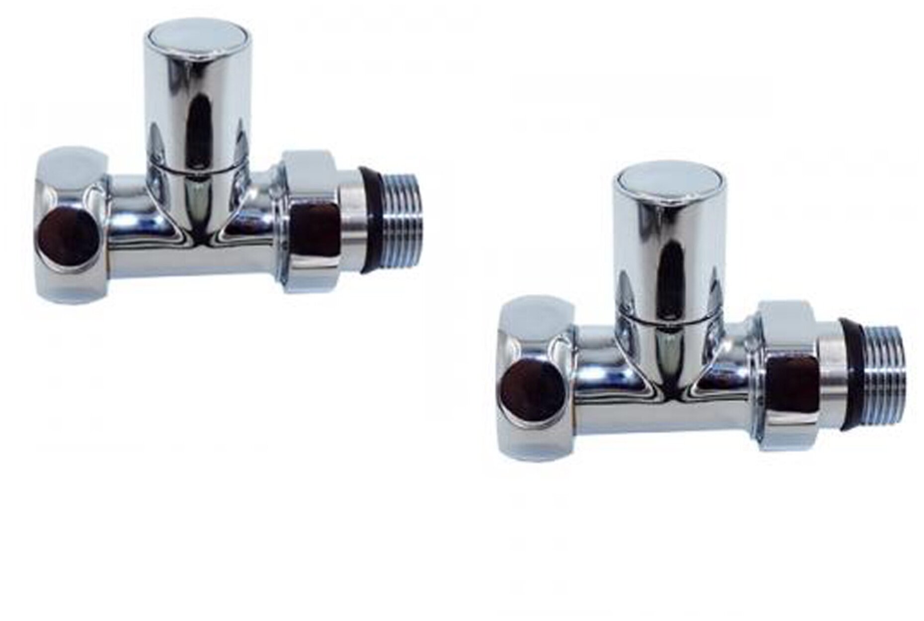 Кран для полотенцесушителя прямой, комплект 2 шт, вентиль 1" внутренняя - 1/2" наружная, хромированный