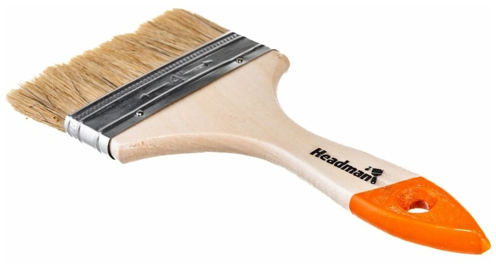 Кисть HEADMAN малярная плоская "Бейсик" натуральная щетина 4 д. 100мм 682-007