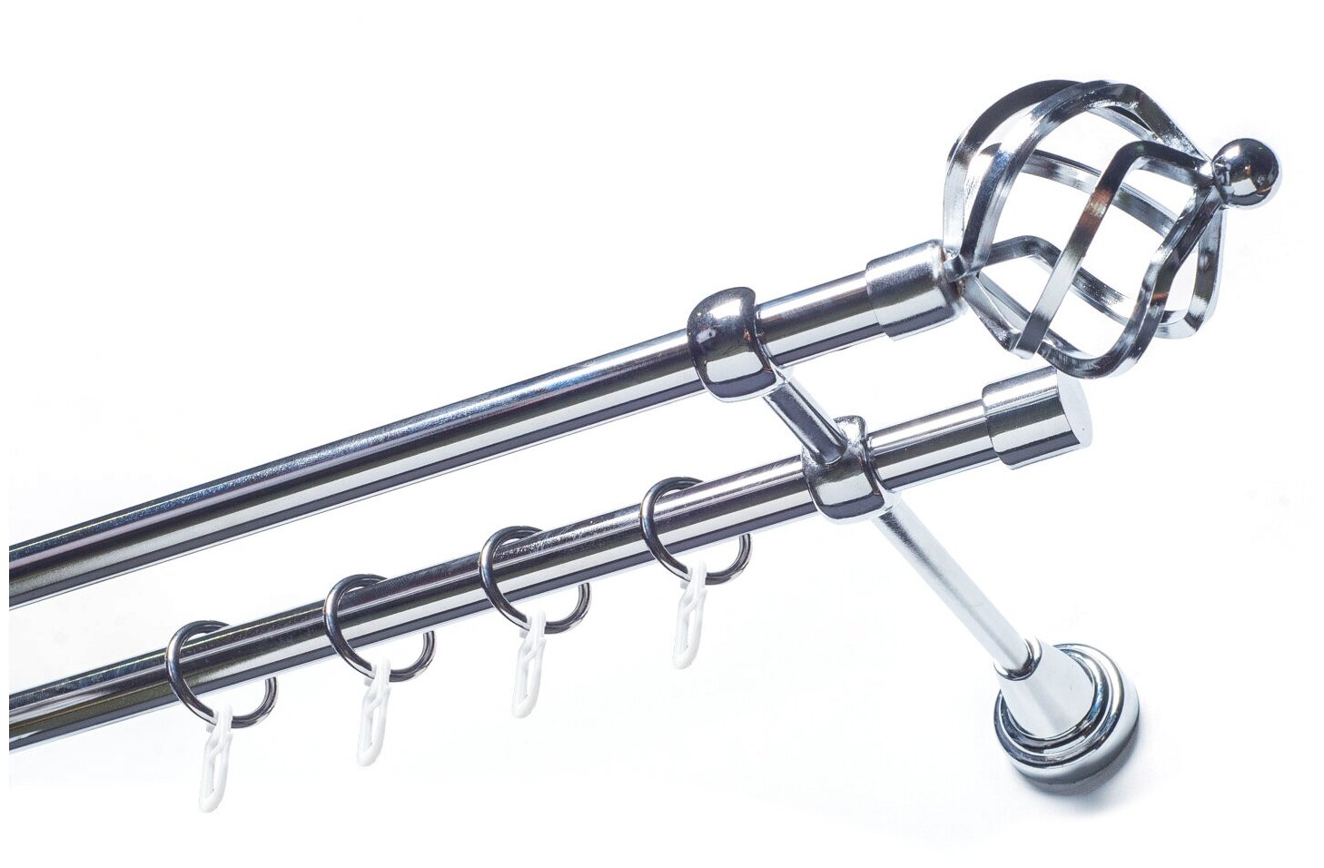 Карниз для штор 3,6 метра AICITY16 булава 21 серебро глянец