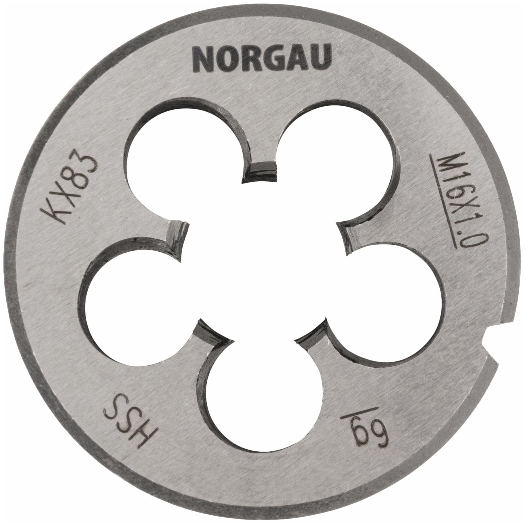 Плашка MF16x1 мм, диаметром 45 мм NORGAU Industrial метрическая, для нарезания резьбы с мелким шагом и углом профиля 60, по DIN223, HSS