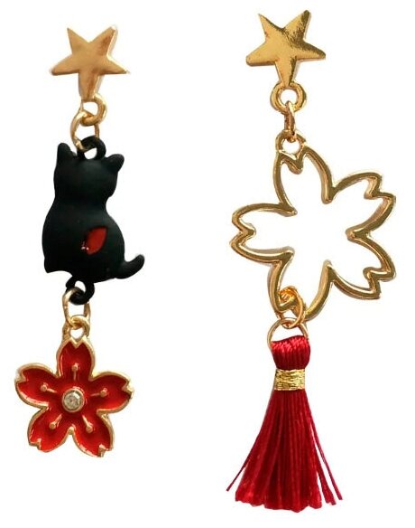 Серьги непарные, эмаль