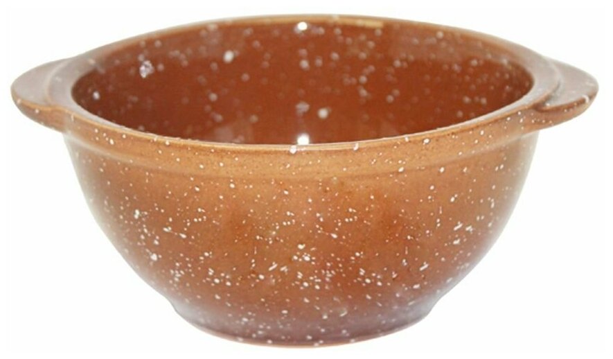 Бульонница керамическая, глиняная с ручками d14см, 0,5л (мрамор коричневый)