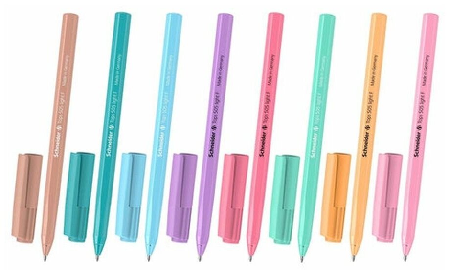 Набор ручек шариковых 8 шт. "Tops 505 F" Light Pastel, синяя