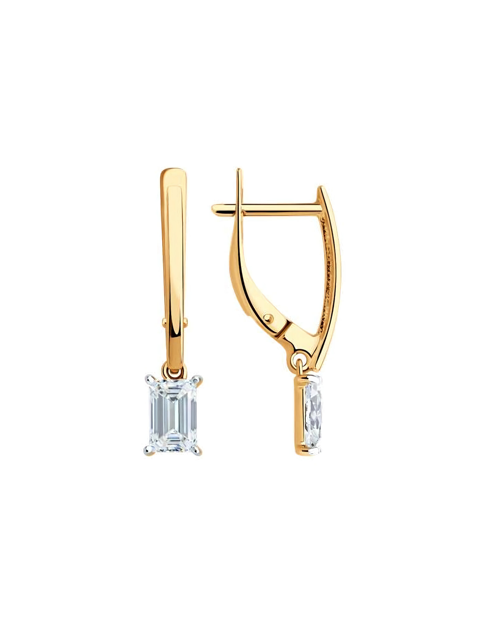 Серьги с подвесками, красное золото, 585 проба, фианит