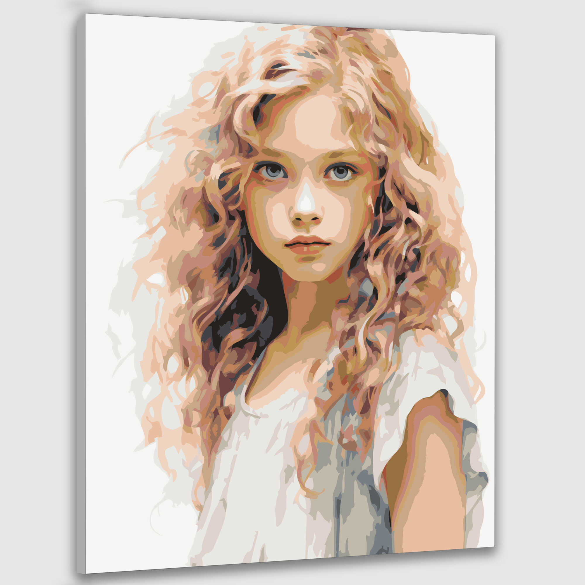 Картина по номерам 40x50 см, акварельный портрет, девушка, черты лица, мягкие пастельные тона, нежность, спокойствие