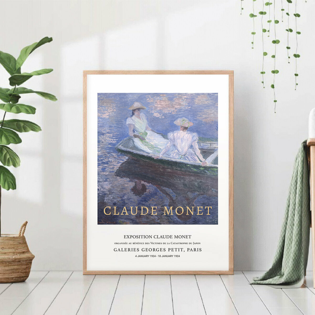 Постер "Клод Моне девушки в лодке" 40x50 без рамки для интерьера на стену