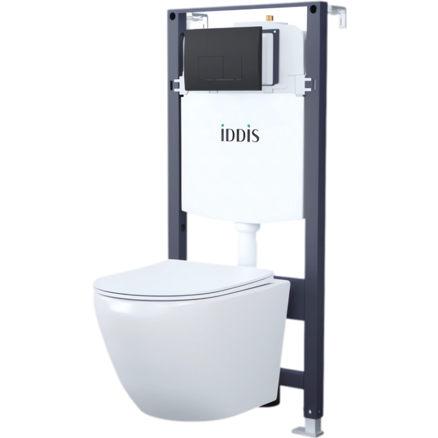 Комплект IDDIS BASBQ02i73 Унитаз подвесной, с микролифтом + Система инсталляции + Кнопка смыва матовая черная