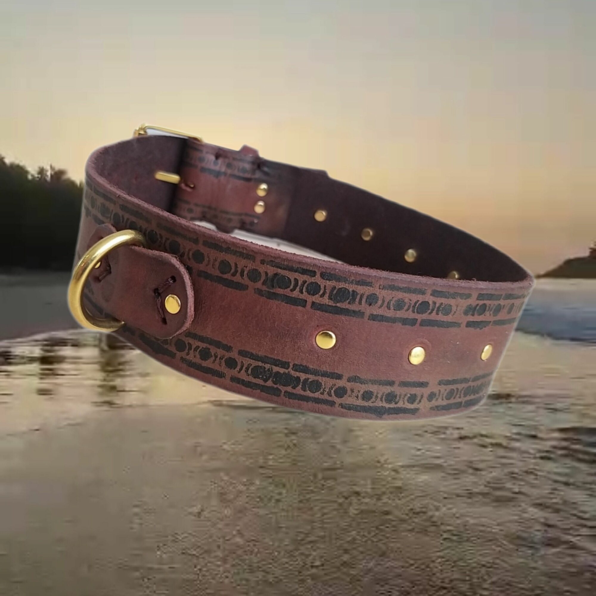Ошейник кожаный широкий для крупной собаки, 74 см, натуральная кожа, ручная работа, усиленный