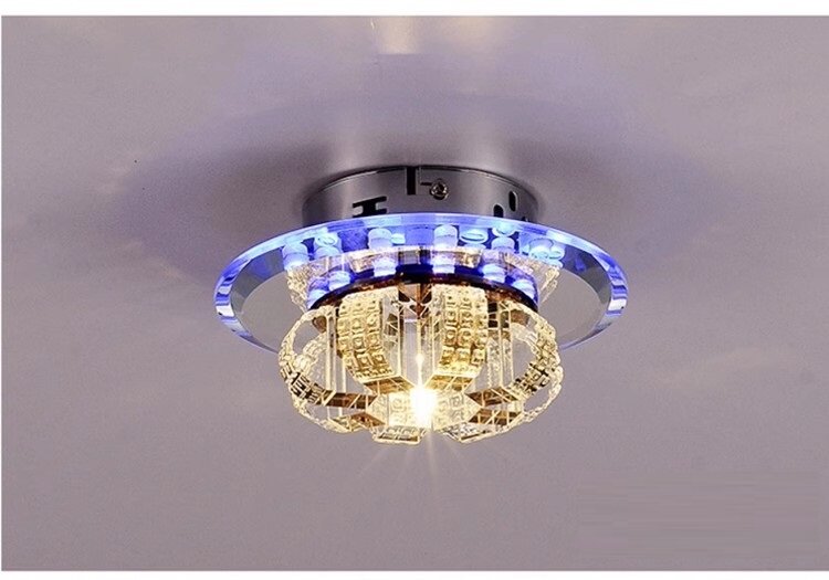 Modern K9 Crystal LED Pendant Light — Элегантная потолочная люстра с кристаллами K9 для гостиной и столовой (18×18×8.8 см, встраиваемый монтаж)