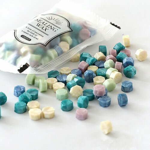 Сургуч в гранулах 100шт - цвет ассорти перламутровое. Воск кусковой цветной для творчества