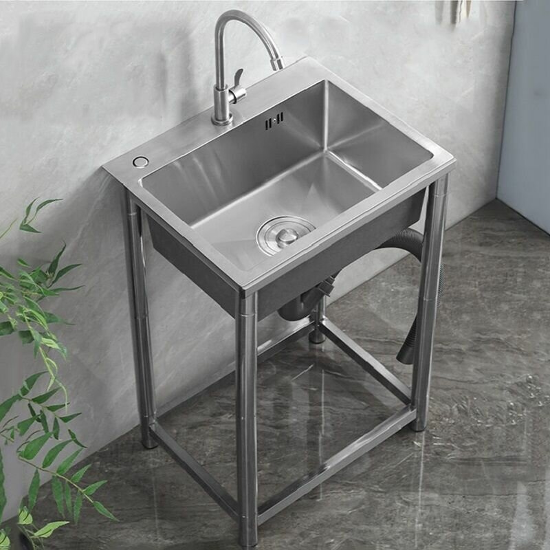 Мойка кухонная, нержавеющая сталь, с пьедесталом, 50 х 40 х 75 см