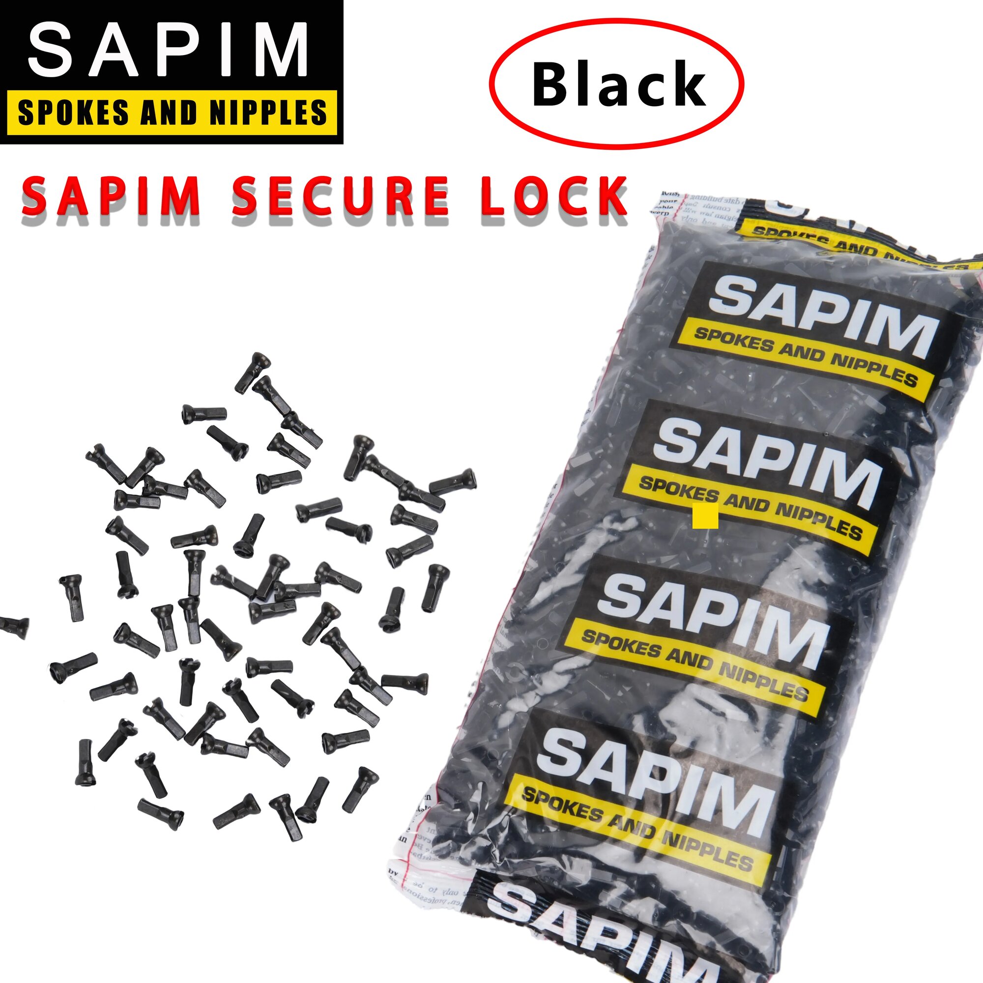 SAPIM Secure Lock Nipples черные латунные 14G 12 мм 14GX12MM 64PCS