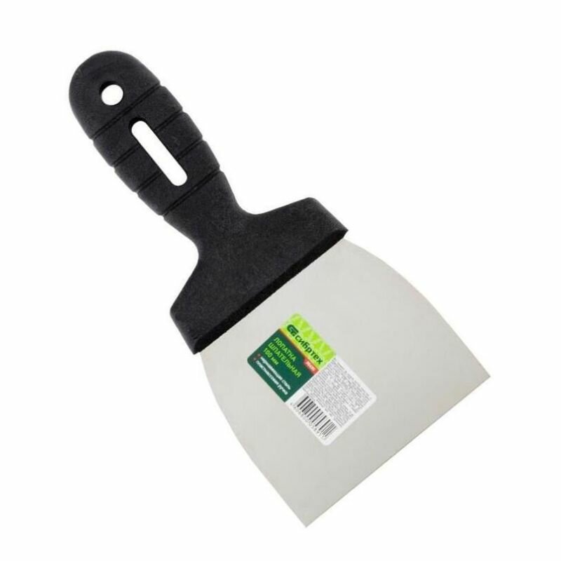 Шпатель СИБРТЕХ лопатка, 100 мм, нержавеющая сталь, пластмассовая ручка (85435)