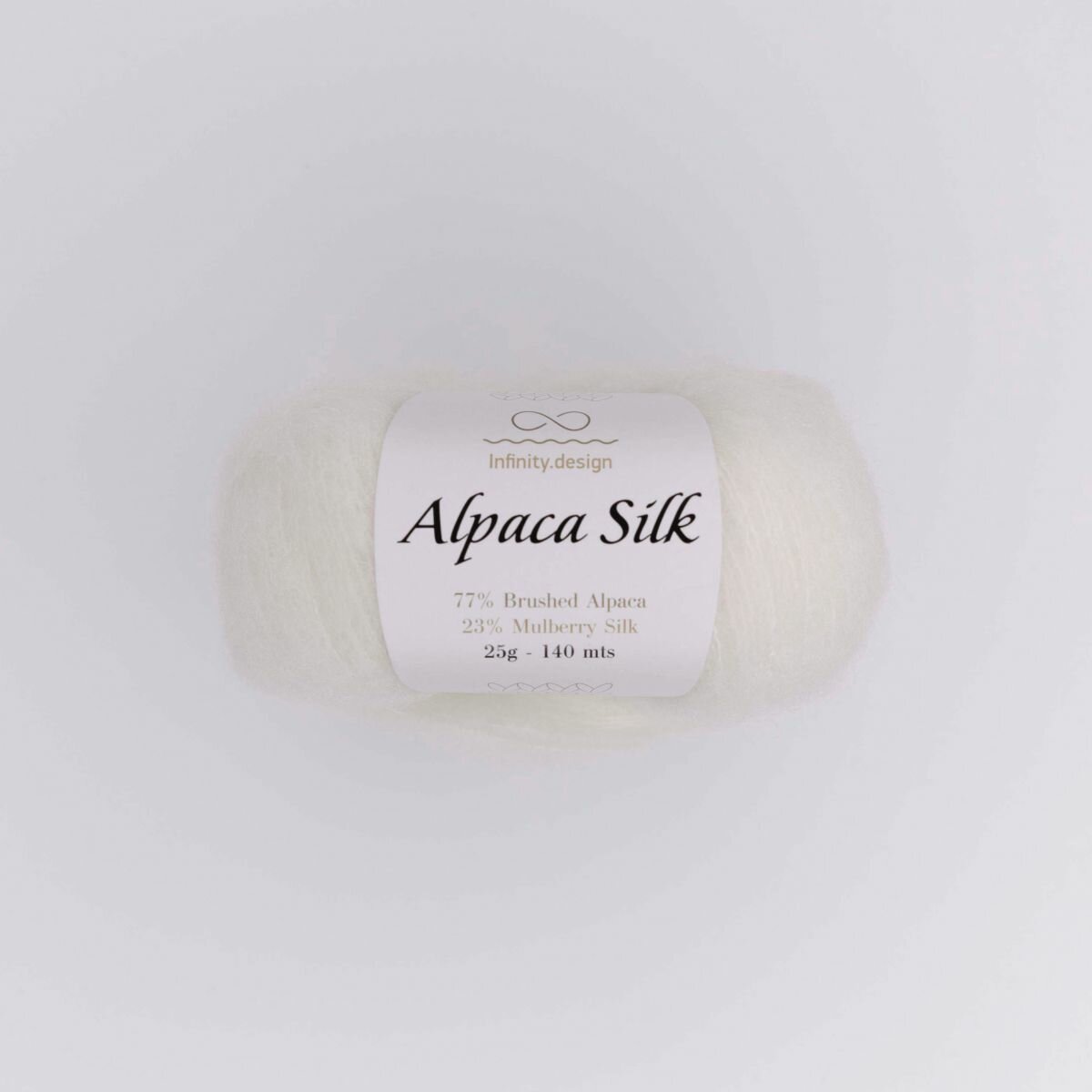 Пряжа для вязания Infinity Design Alpaca Silk (1002 White) 1 моток 25 г/140 м