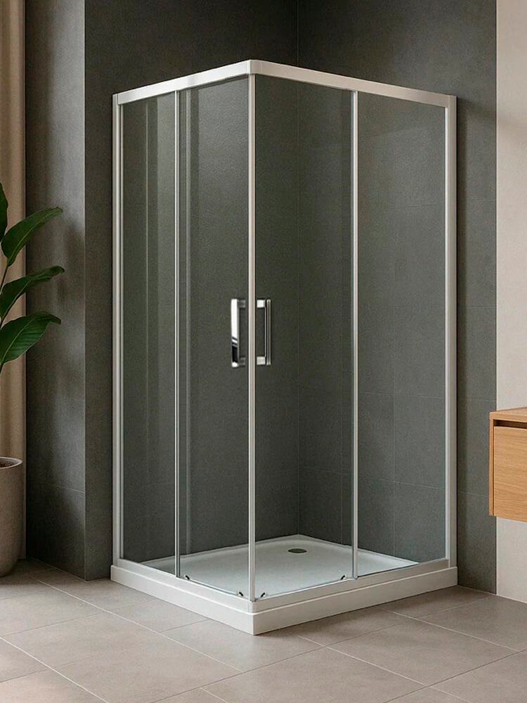 Душевой уголок Royal Bath 85х85х200 закаленное стекло 6мм прозрачное профиль белый