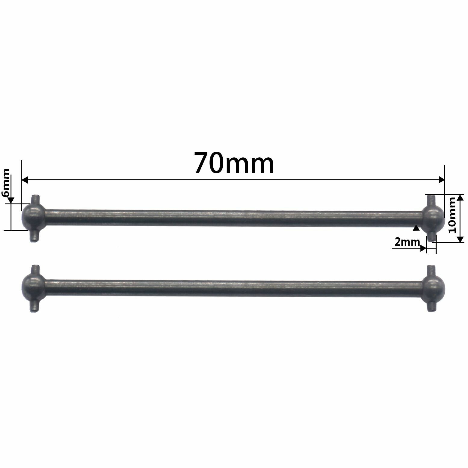 2 шт. / комплект стальных металлических приводных валов Общая длина костей собаки 61 мм 63 мм 70 мм 77 мм 84 мм 87 мм 89,5 мм 100 мм для деталей автомобиля HSP 1 / 10 RC (70MM)