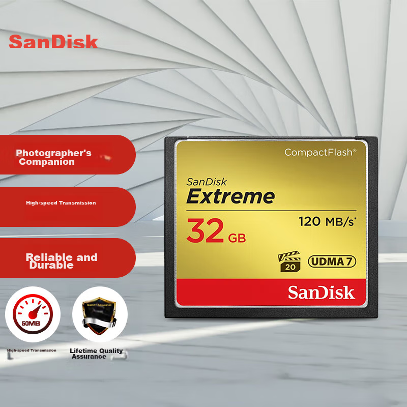 SanDisk 32GB CompactFlash Memory Card, UDMA-7 Extreme Speed Storage Card, Read Speed 120MB/s, Write Speed 85MB/s, DSLR Camera Memory Card