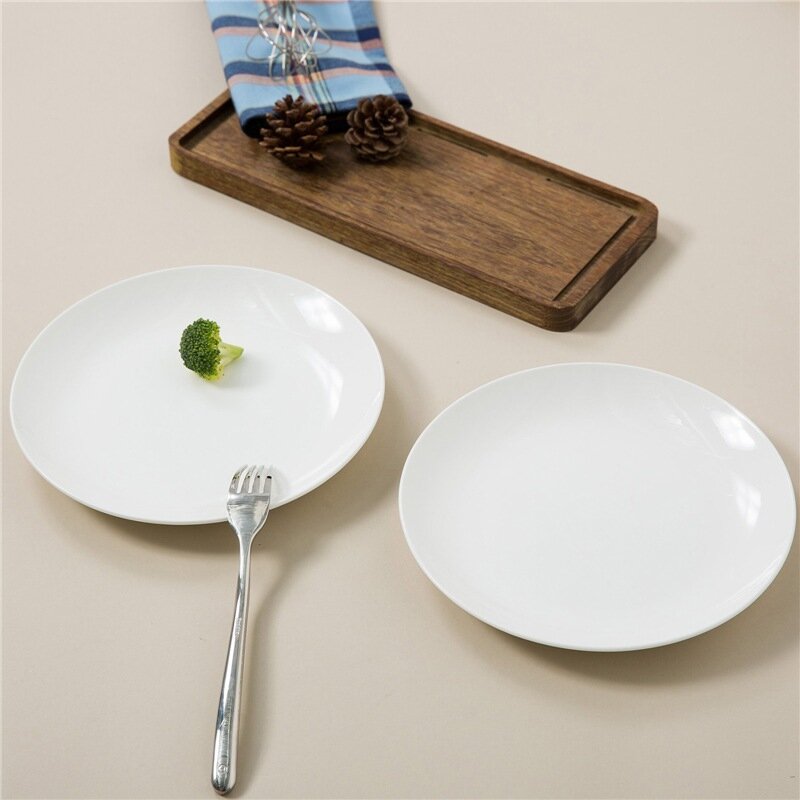 Sky Top Bone China Plates, Ceramic Dinnerware Set, Pure White, for Home And Hotel Use, 8-Inch Moonlight Plates, 4 Pieces