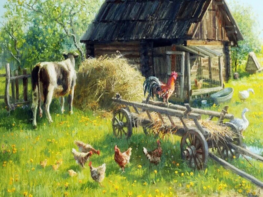 5D DIY Алмазная картина Сельский пейзаж Полная круглая Алмазная мозаика Пейзаж Алмазная вышивка Комплект Стразы Домашнее художественное украшение