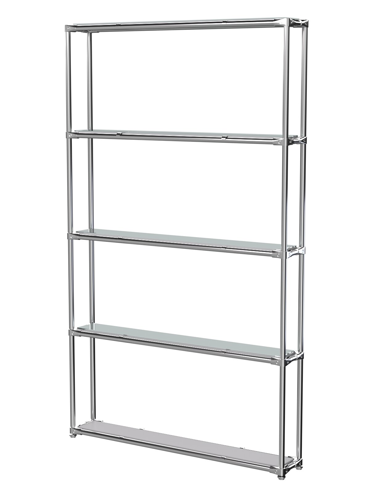 Торговый хромированный стеллаж с зеркальными полками №2, Серый