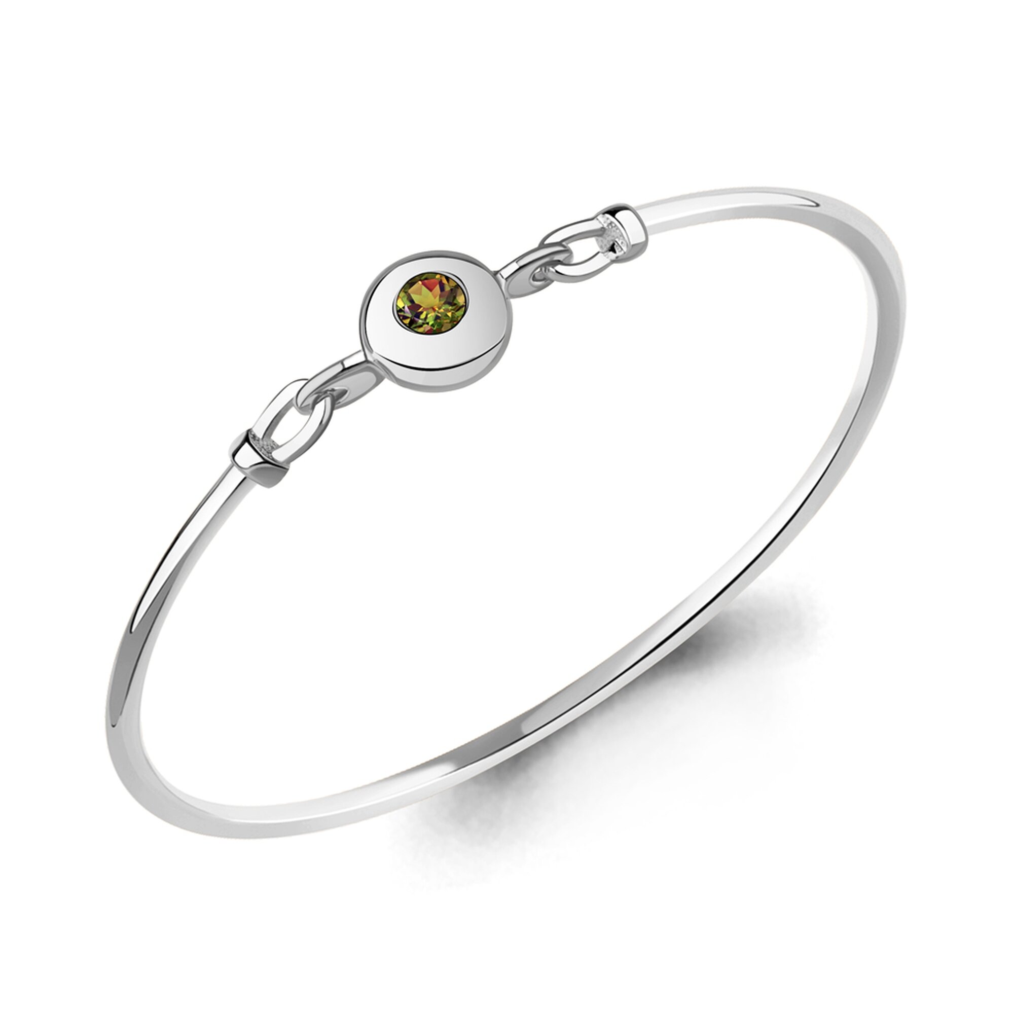 Жесткий браслет, серебро, 925 проба, родирование, султанит