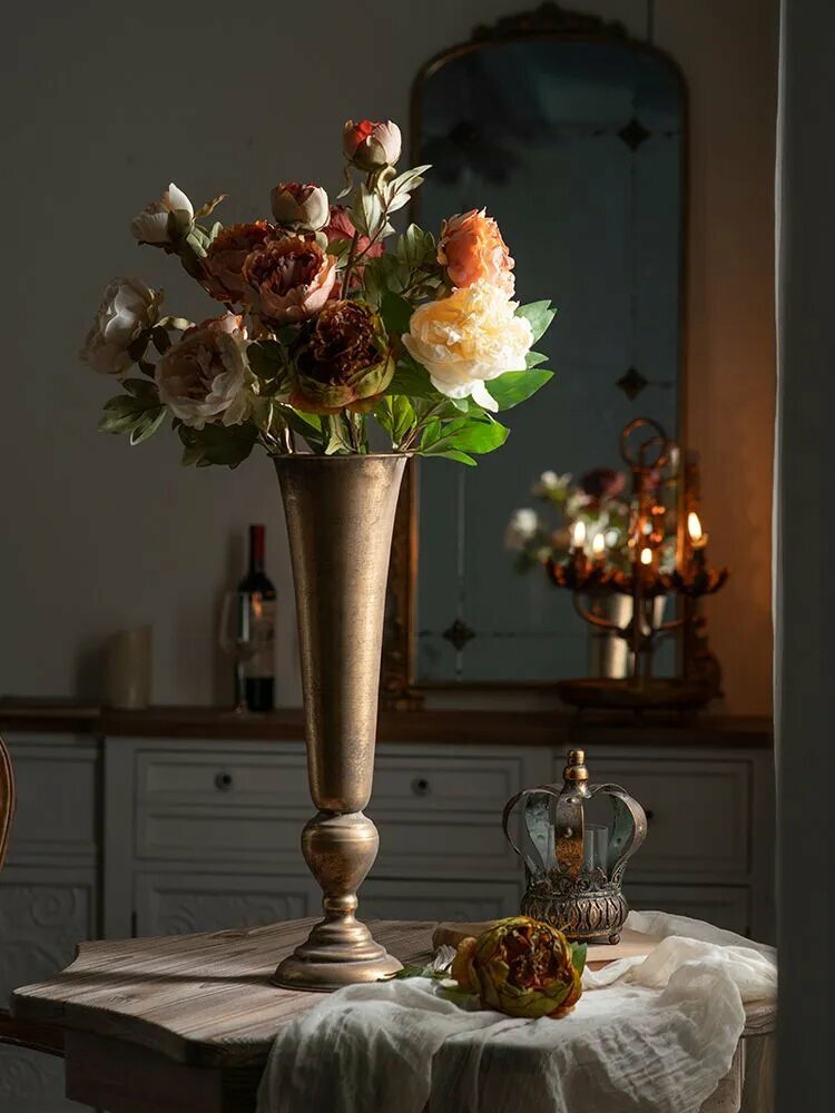 Ваза из железа, с медным дизайном "Старый золотой", 54см, 1шт.