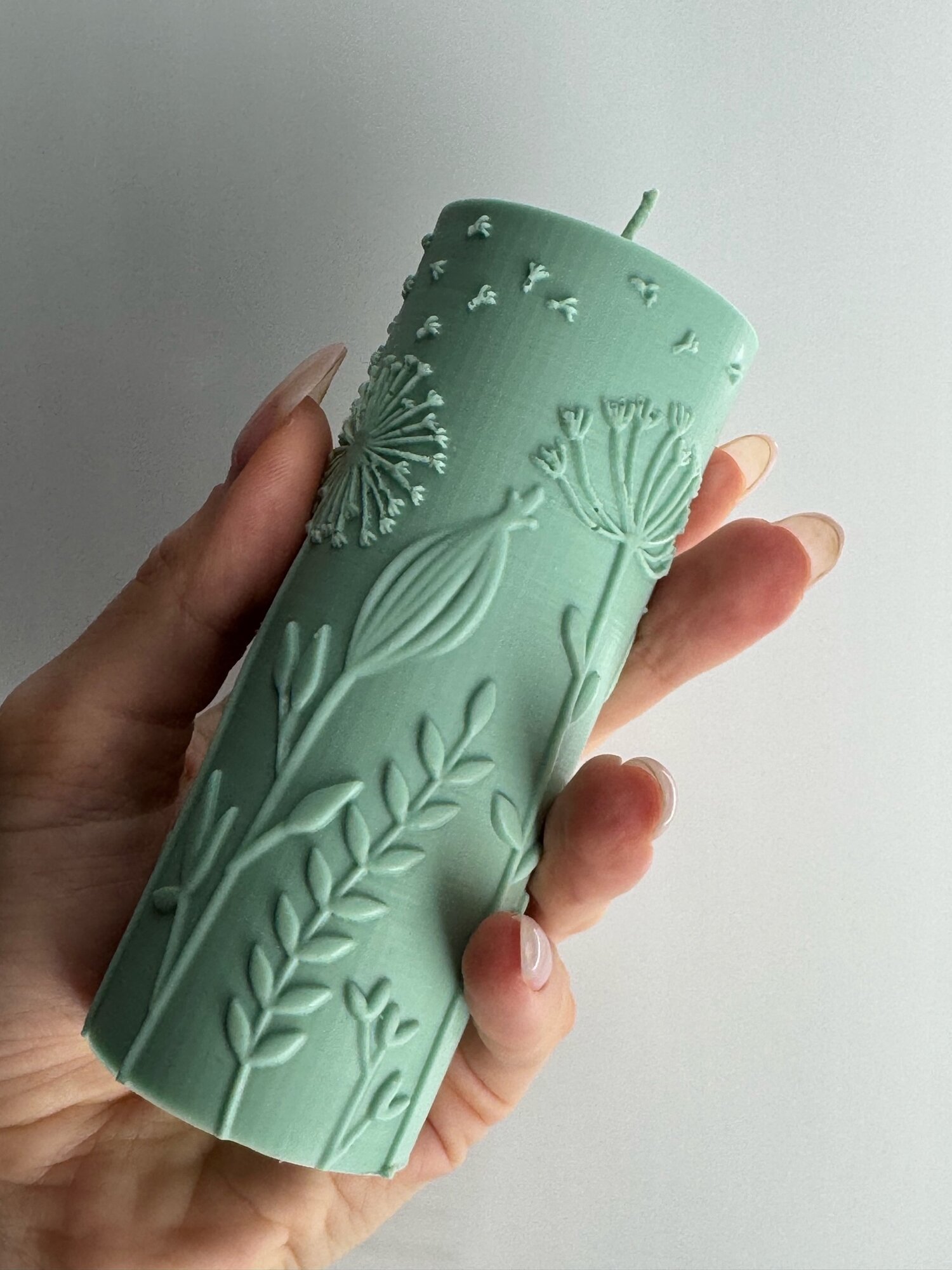 Силиконовая форма для свечей с растительным принтом Botanic. Силиконовый молд для свечей.