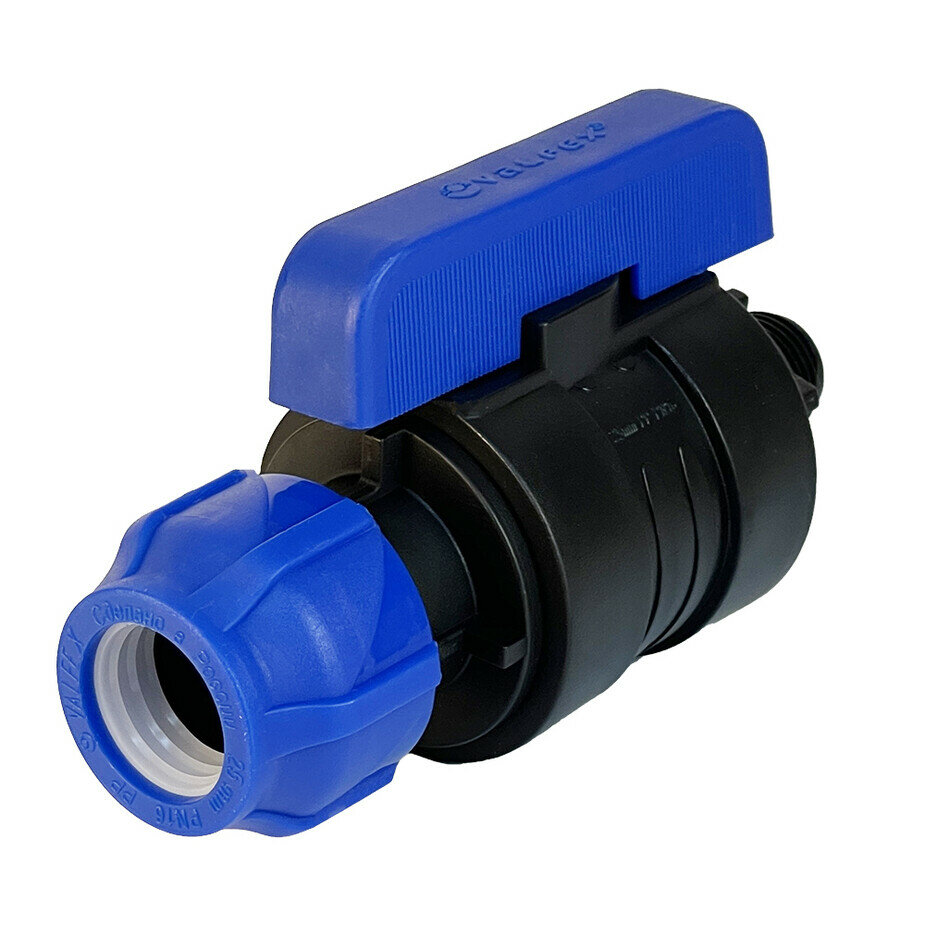 Кран шаровой ПНД компрессионный переходной 25х1/2 НР(ш)