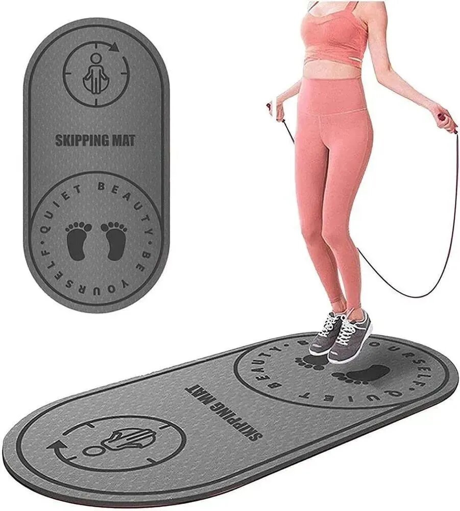 Коврик для прыжков толщиной 6мм со скакалкой, коврик для гимнастики для взрослых