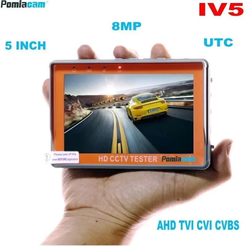 IV5 AHD TVI CVI CVBS Тестер видеонаблюдения 4-в-1 Тестер-монитор 5-дюймовый 8MP UTC Портативный тестер камеры видеонаблюдения HD Коаксиальная мощность постоянного тока 12 В